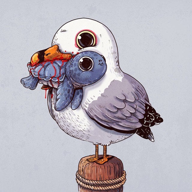 Playful Illustrations Of Cute Predators Devouring Their Smiling Victim ...