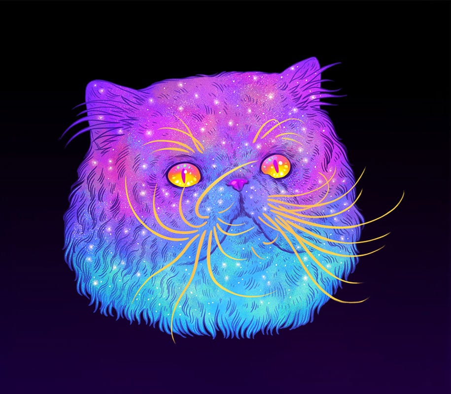 Galactic Cats: Jen Bartel's Psychedelic Drawings Unite Cats And Space | FREEYORK