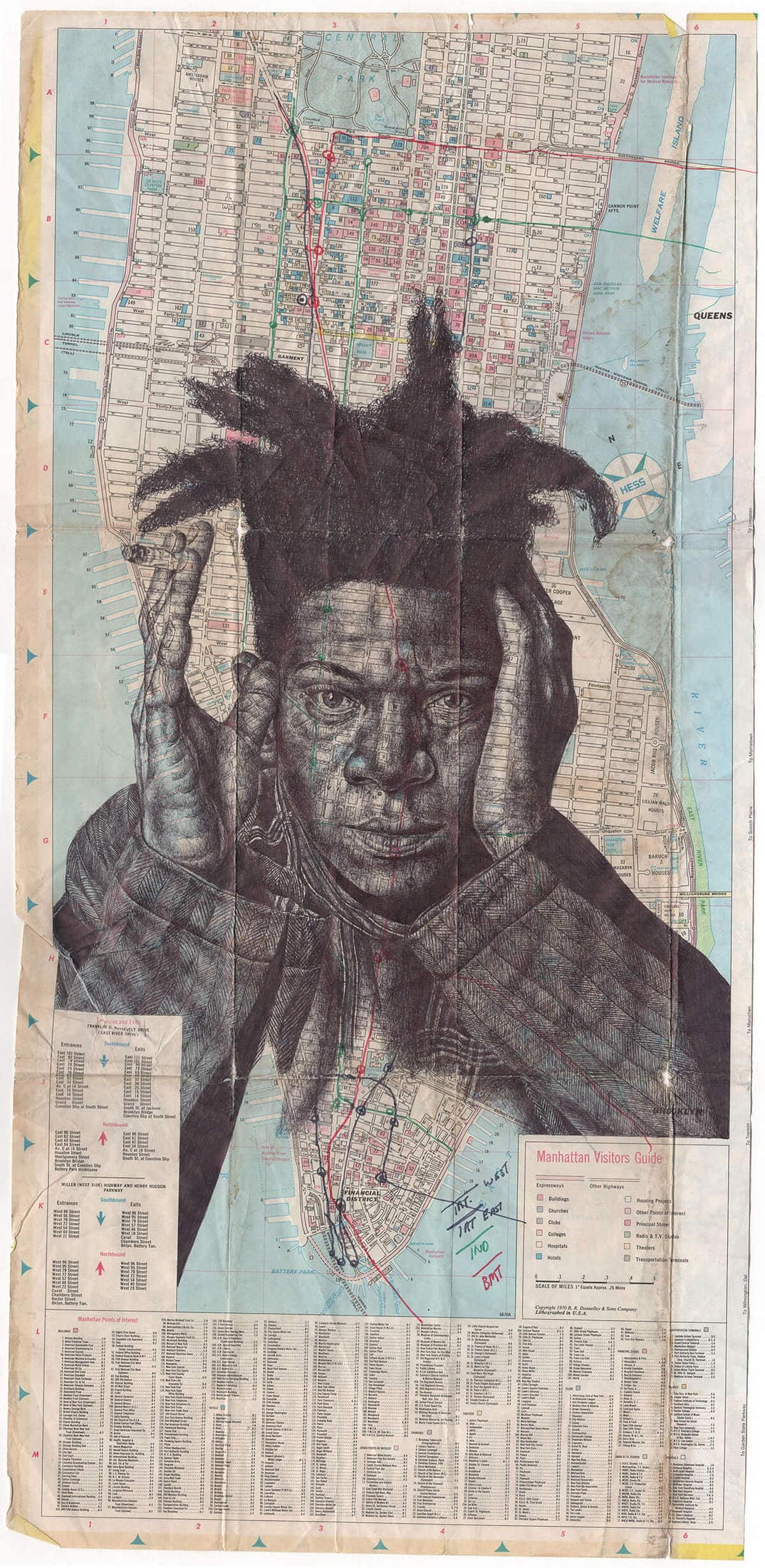 Mark Powell's Pen Portraits on Vintage Maps | FREEYORK